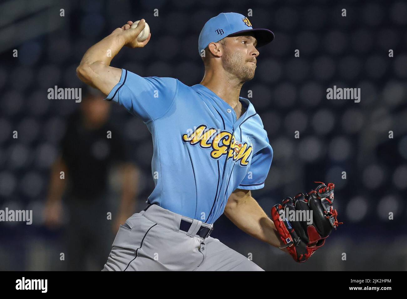 Biloxi, Mississippi, USA. 27th July, 2022. Montgomery Biscuits pitcher ...