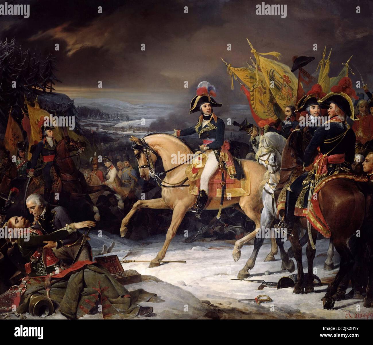 The end of The Battle of Hohenlinden. French Gerneral Jean Moreau with ...
