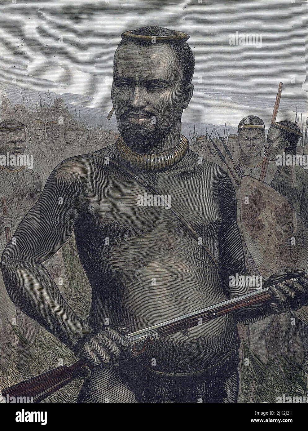 A portrait of the Zulu chief Prince Dabulamanzi kaMpande. He was the ...
