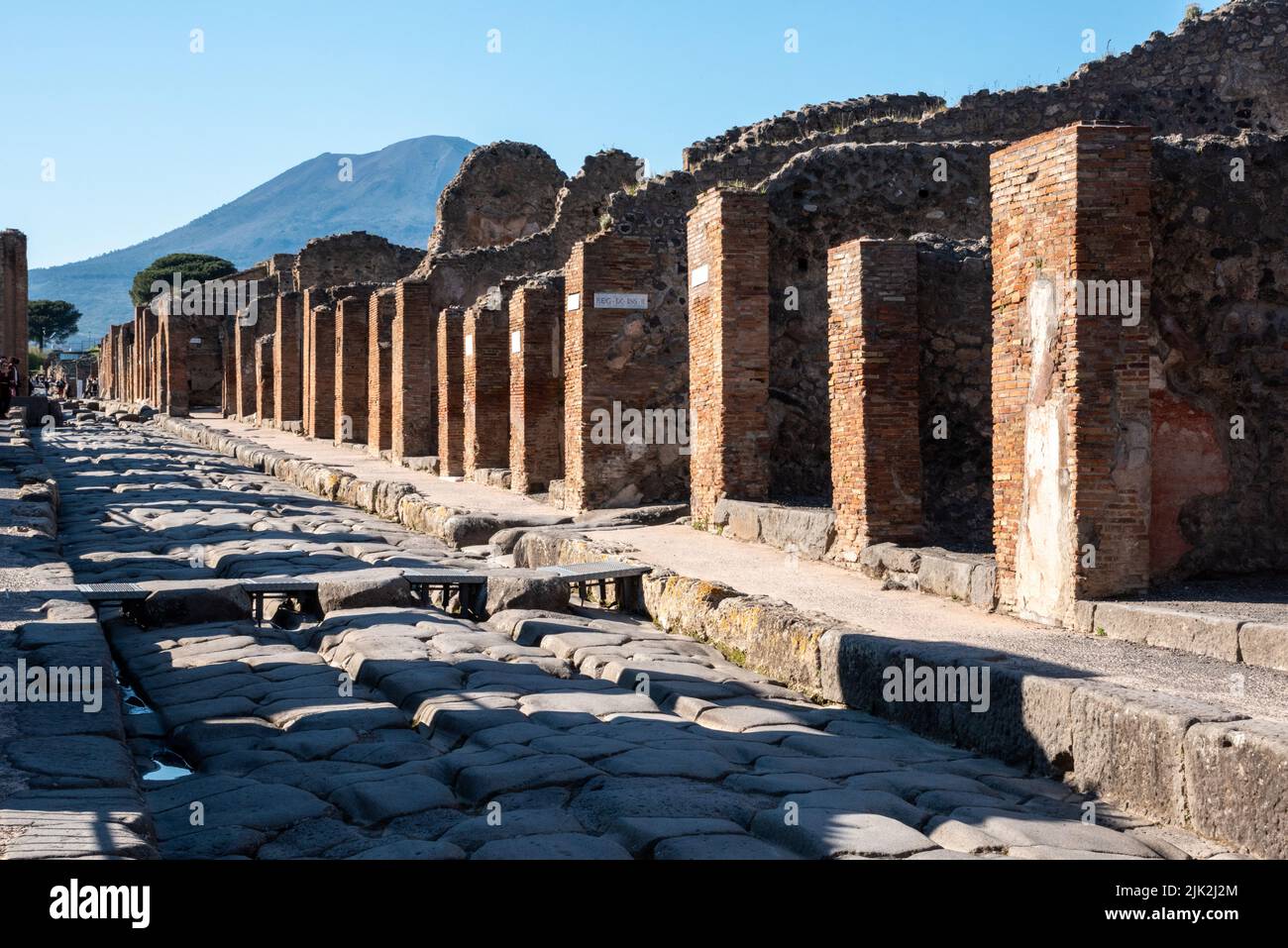 A crosswalk of a typical Roman road in the ancient city of Pompeii ...