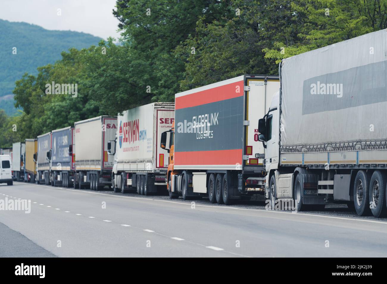 05.16.2022 Georgia. Inter-country transportation concept. Trucks and ...