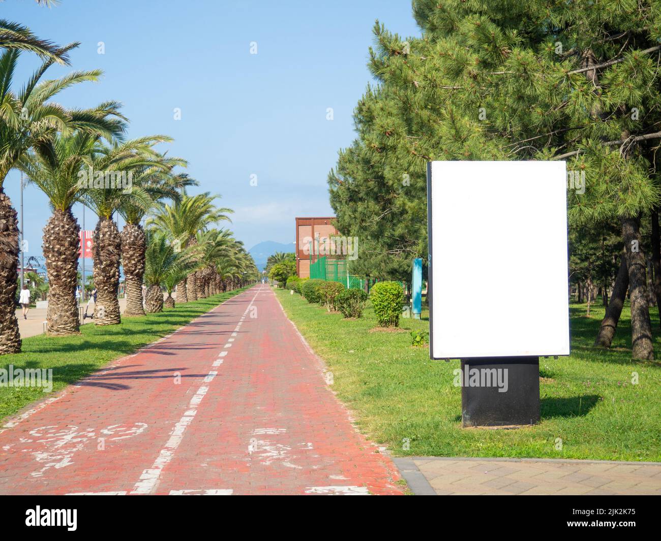 Place for advertising. Advertisement stand. Mocap among palm trees ...
