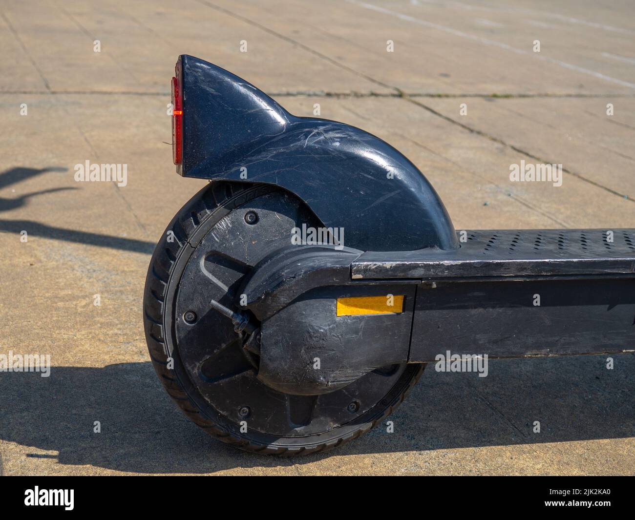 Electric scooter wheel. Used scooter. Leisure. Two-wheeled transport ...