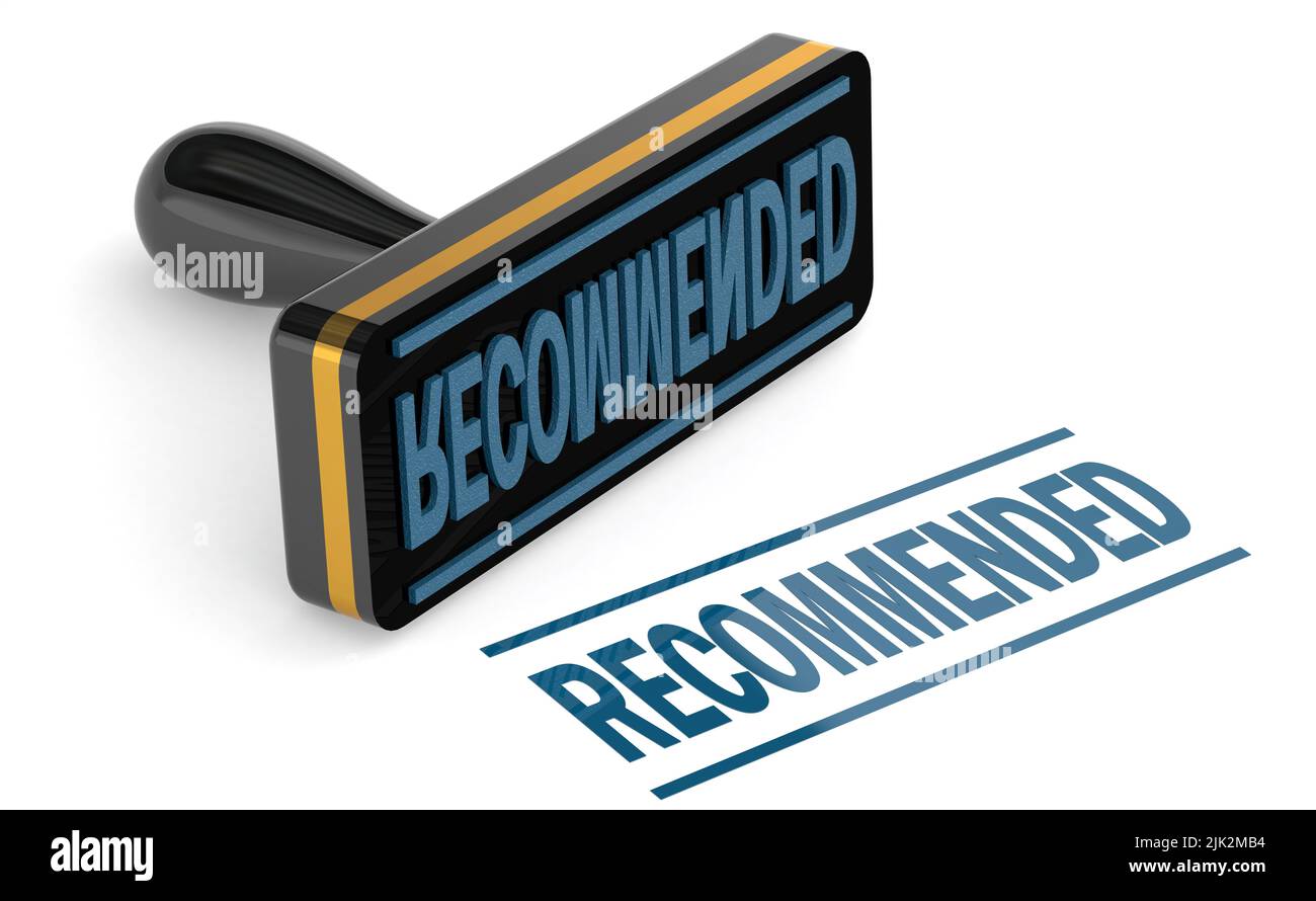 Black stamp with red recommended word, 3d rendering Stock Photo - Alamy