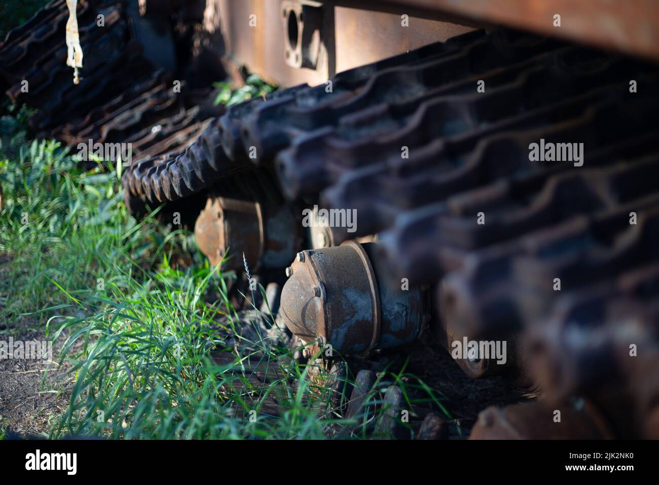 The smashed and burned modern tank of the russian army in Ukraine in ...
