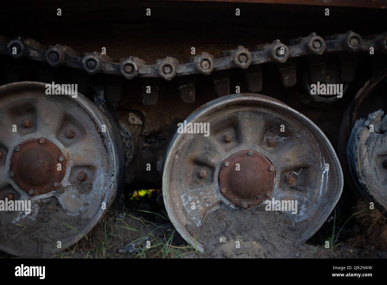 The smashed and burned modern tank of the russian army in Ukraine in ...