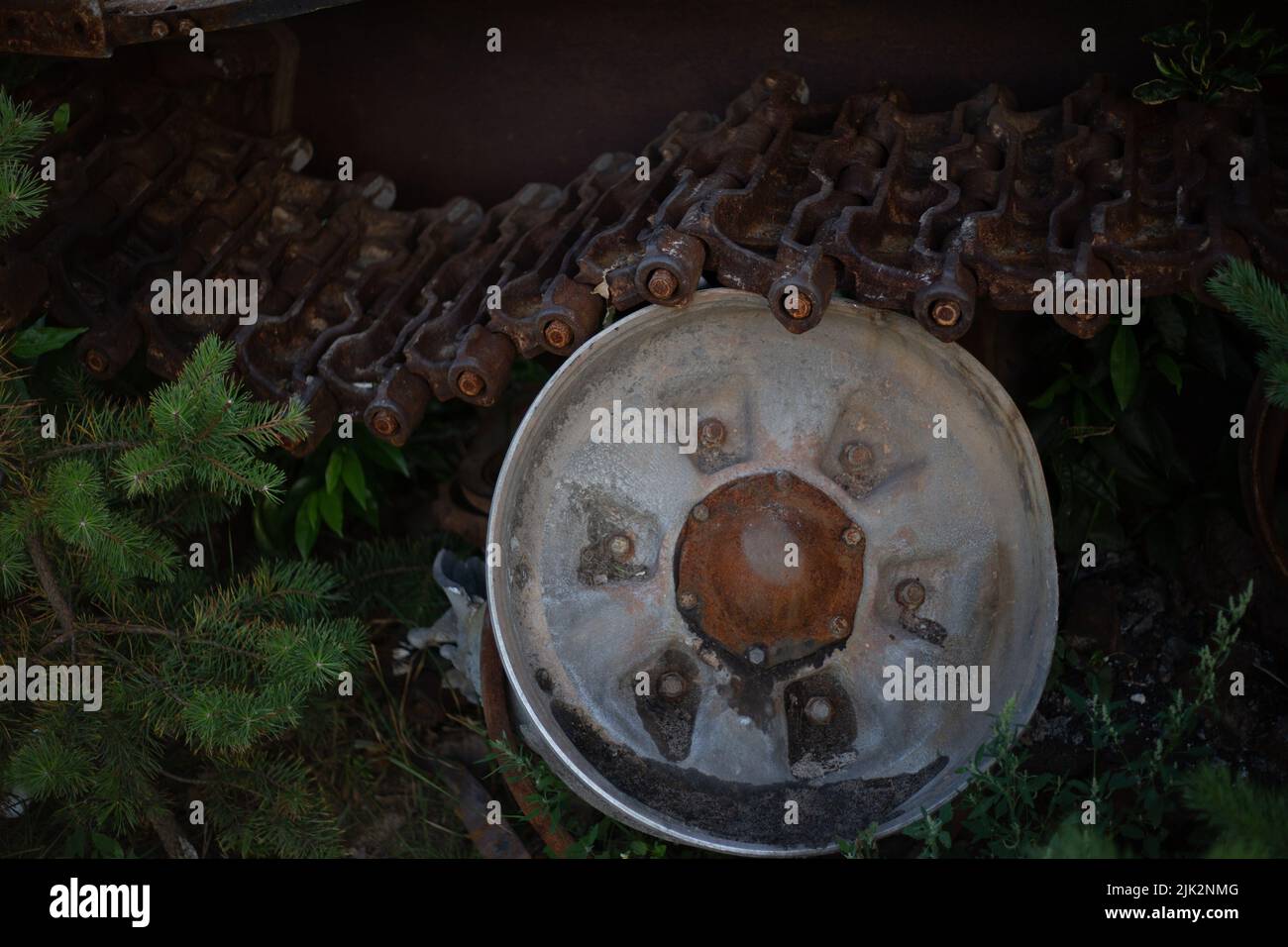 The smashed and burned modern tank of the russian army in Ukraine in ...