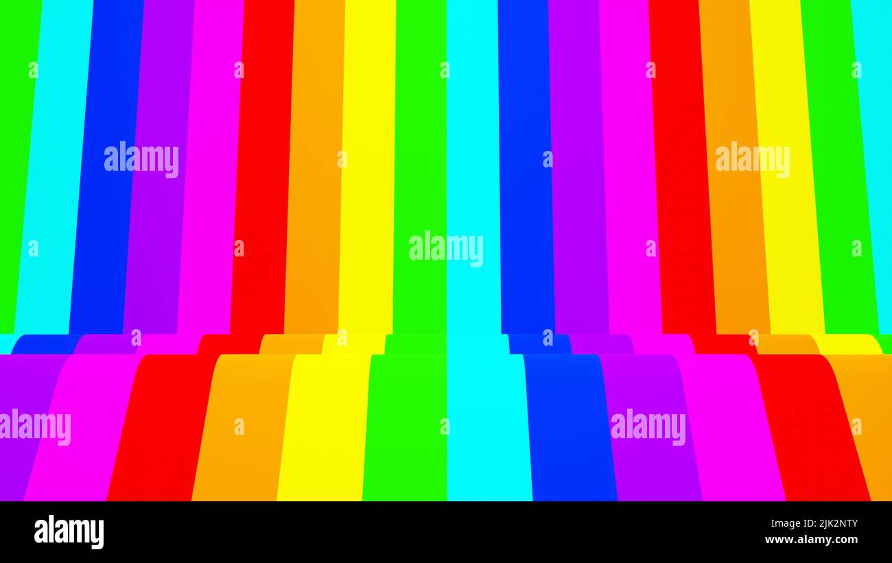 3D rendering. An animated background with a road in rainbow colors. Colors in a 3D generated ...