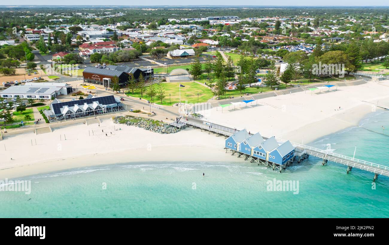Beautiful aerial view of Busselton Jetty and city, Western Australia ...