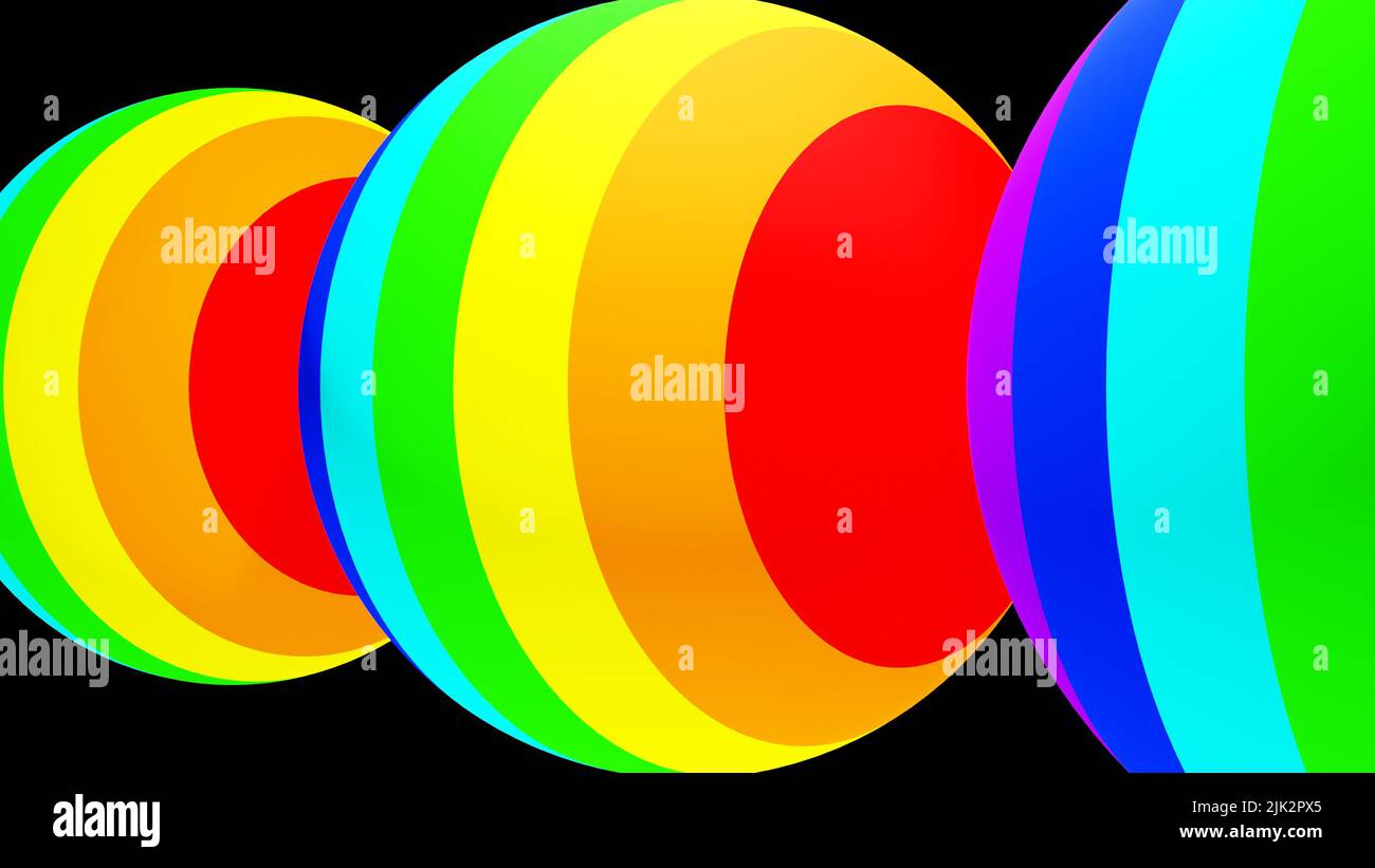 3D rendering. Three-dimensional spheres with a pattern of lines with ...