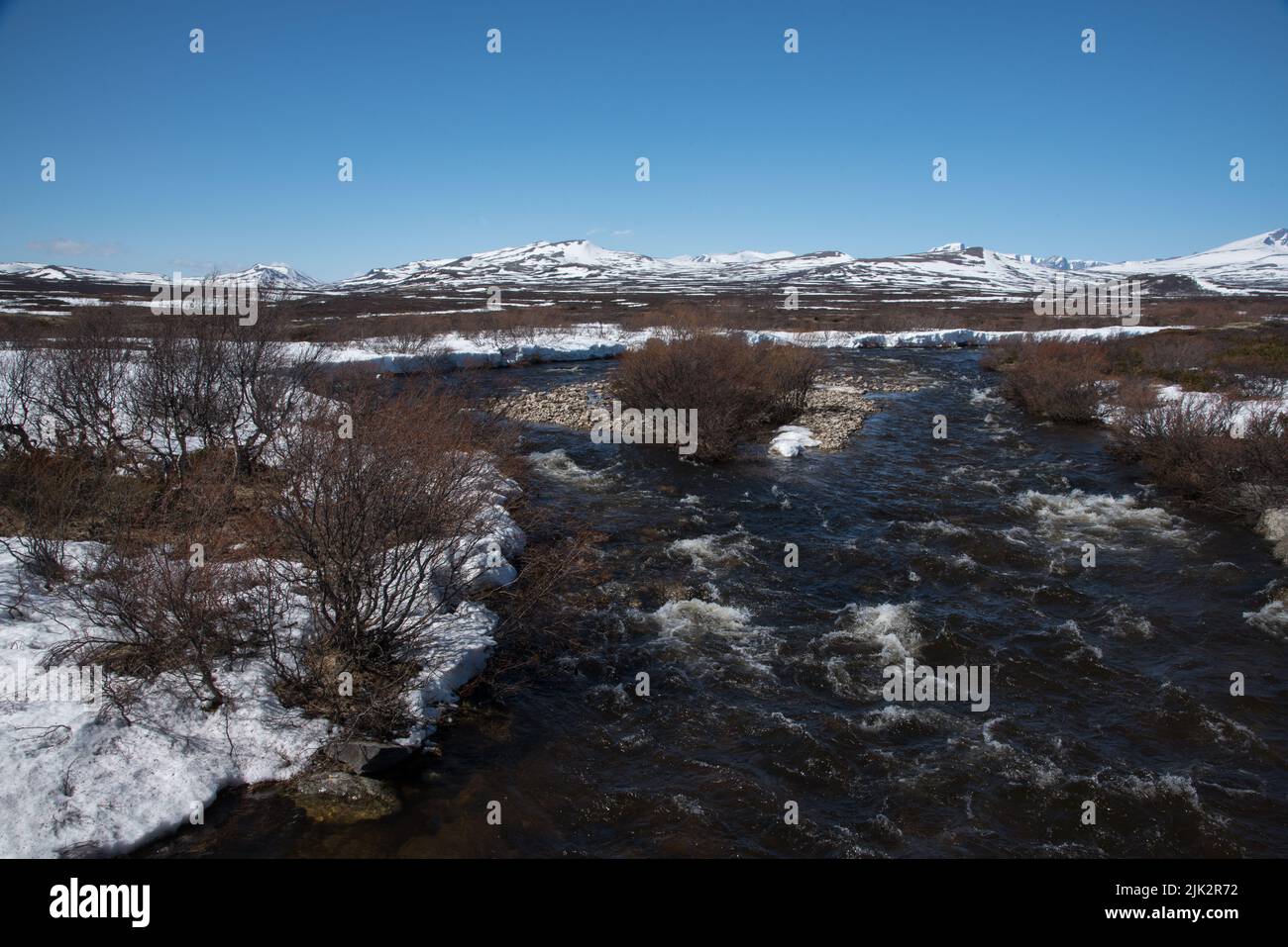 Driva river running on roughly 1000 meter above sea level through ...