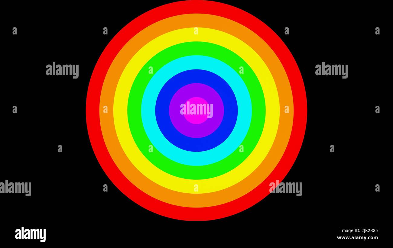 3D rendering. Circle formed by lines of many colors. Shooting target on ...