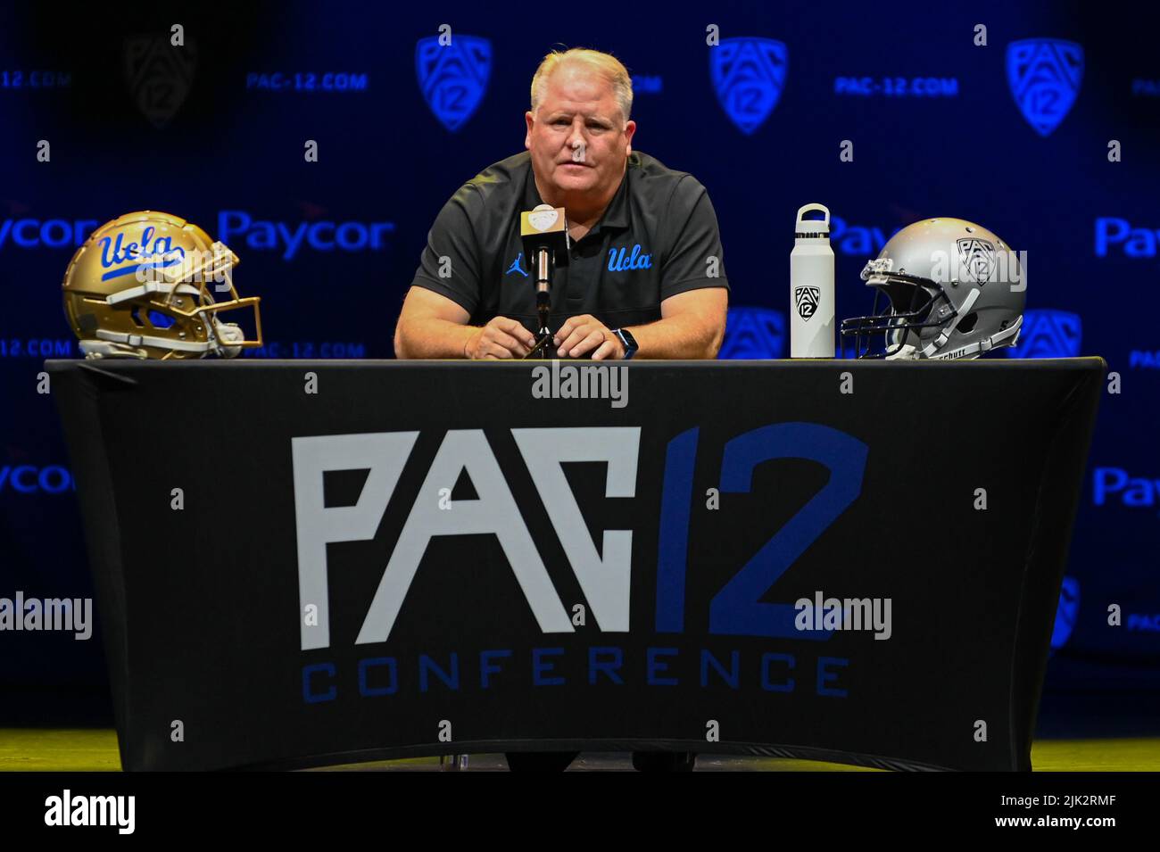 UCLA Bruins head coach Chip Kelly speaks during PAC-12 Media Day on ...