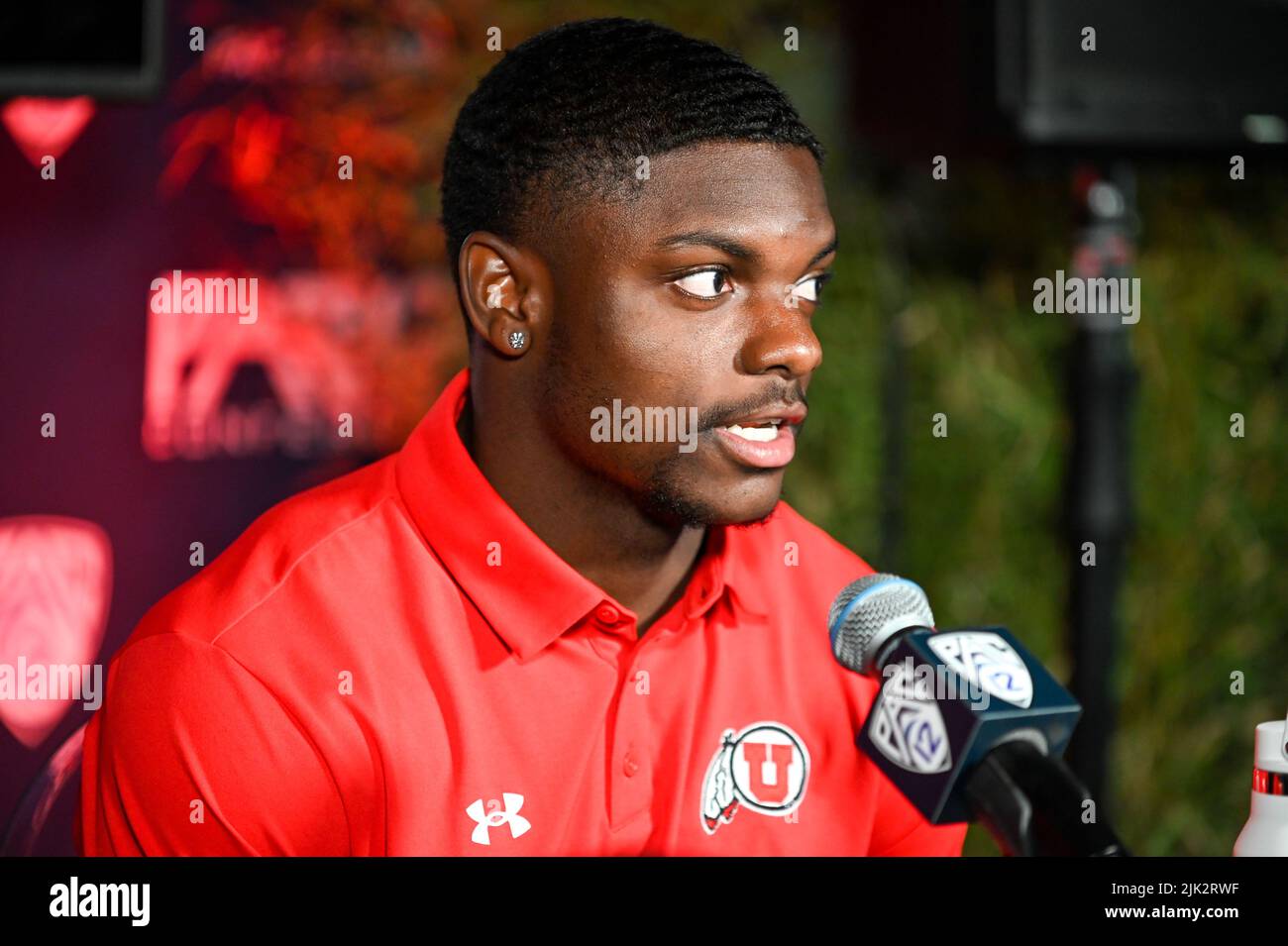 Utah Utes cornerback Clark Phillips III speaks during PAC-12 Media Day ...