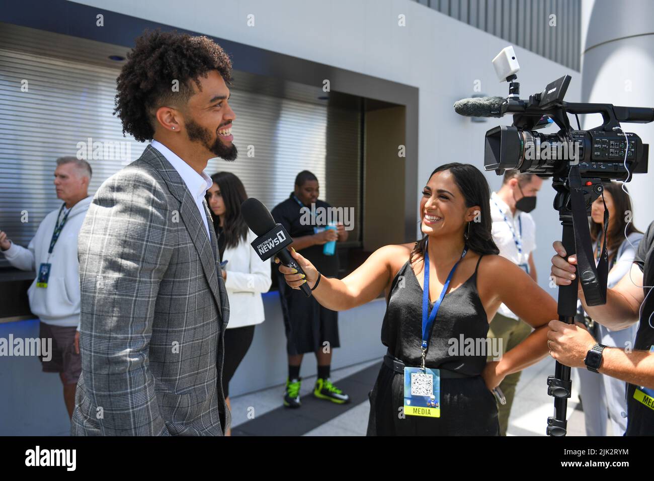 USC Trojans quarterback Caleb Williams is interviewed by Spectrum News ...