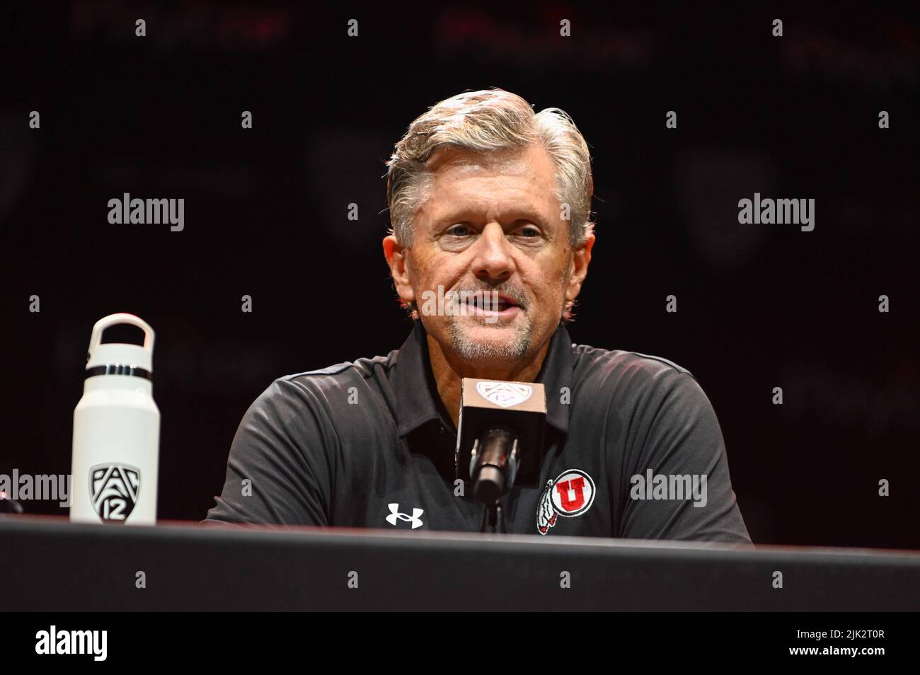 Utah Utes head coach Kyle Wittingham speaks during PAC-12 Media Day on ...