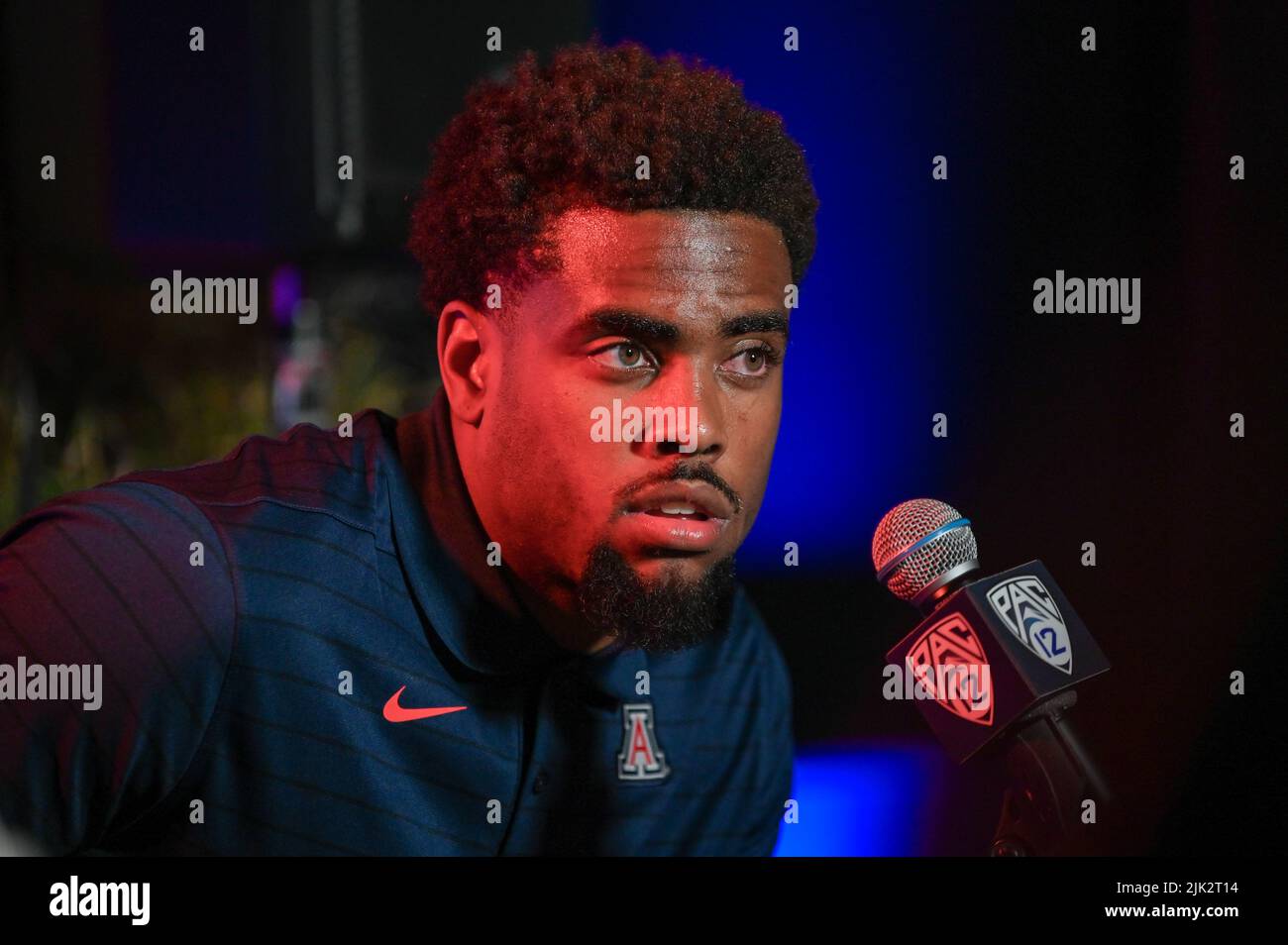 Arizona Wildcats safety Christian Young speaks during PAC-12 Media Day ...