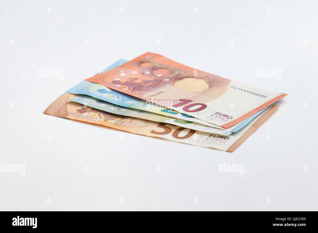 5, 10, 20, 50 euro banknotes. Money on white background Stock Photo - Alamy