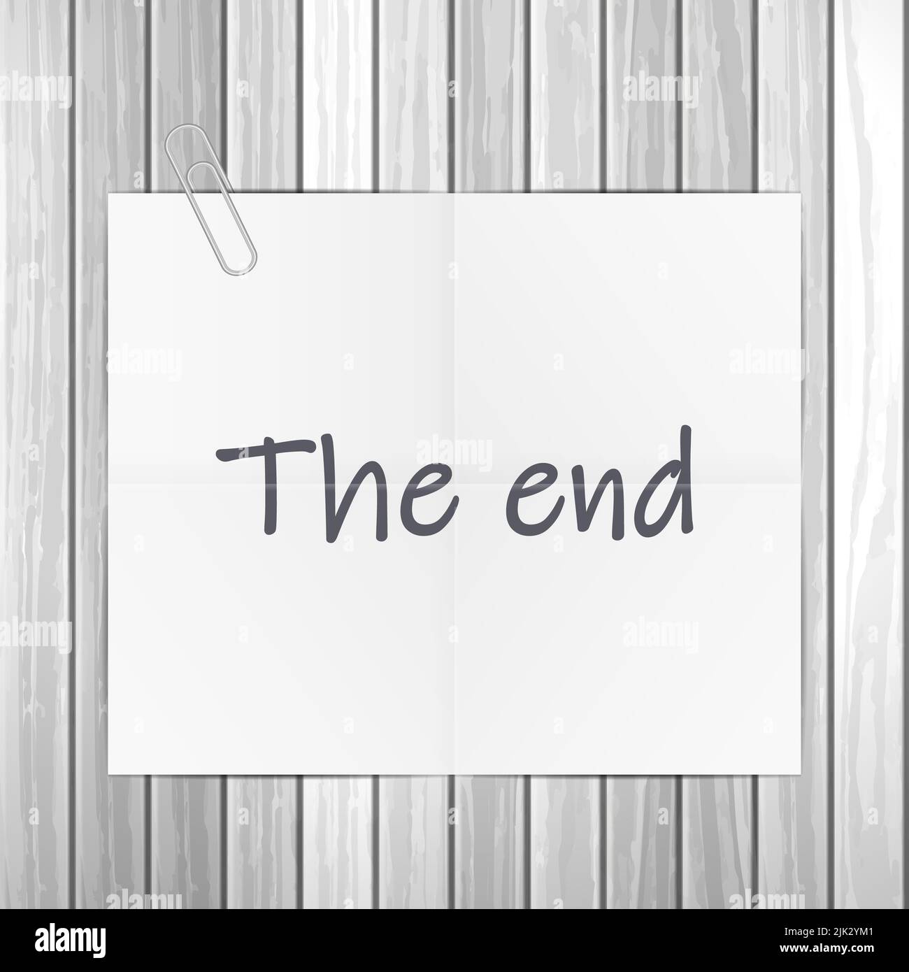 Notepad the end text on wooden background. Vector illustration Stock ...