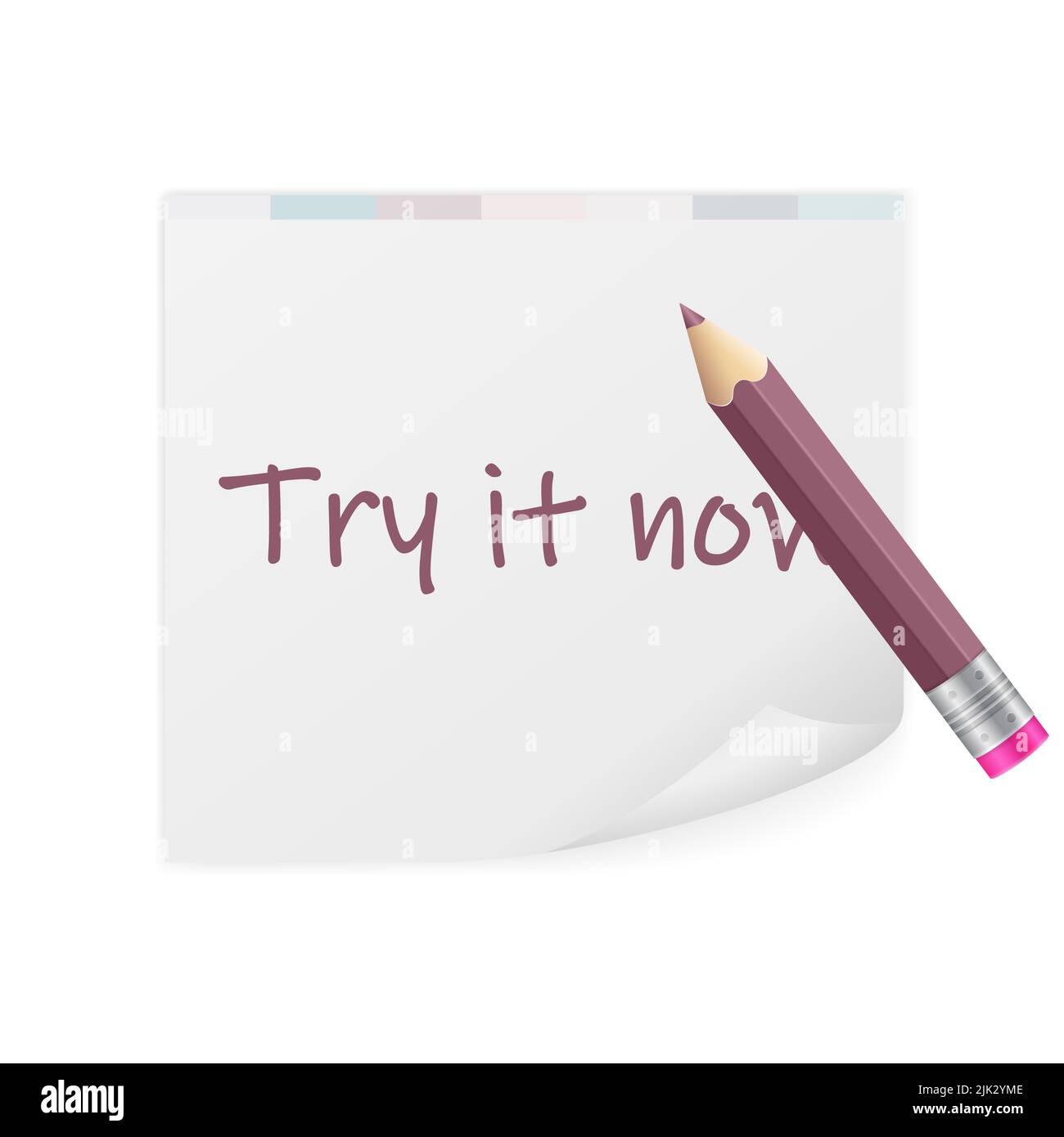 Notepad try it now text on a white background. Vector illustration ...