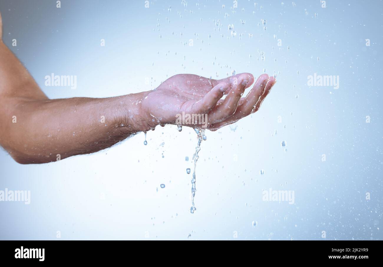 Wash your palms, lessen the germs. Studio shot of an unrecognizable man ...