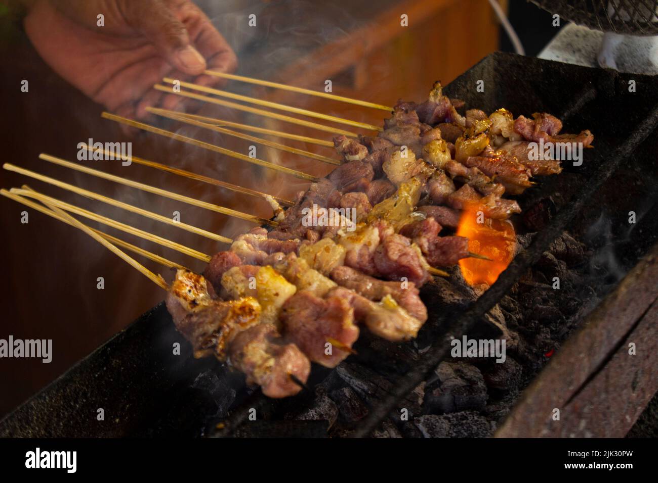 sate kambing or satay goat, lamb, Lamb or meat goat satay with charcoal ...