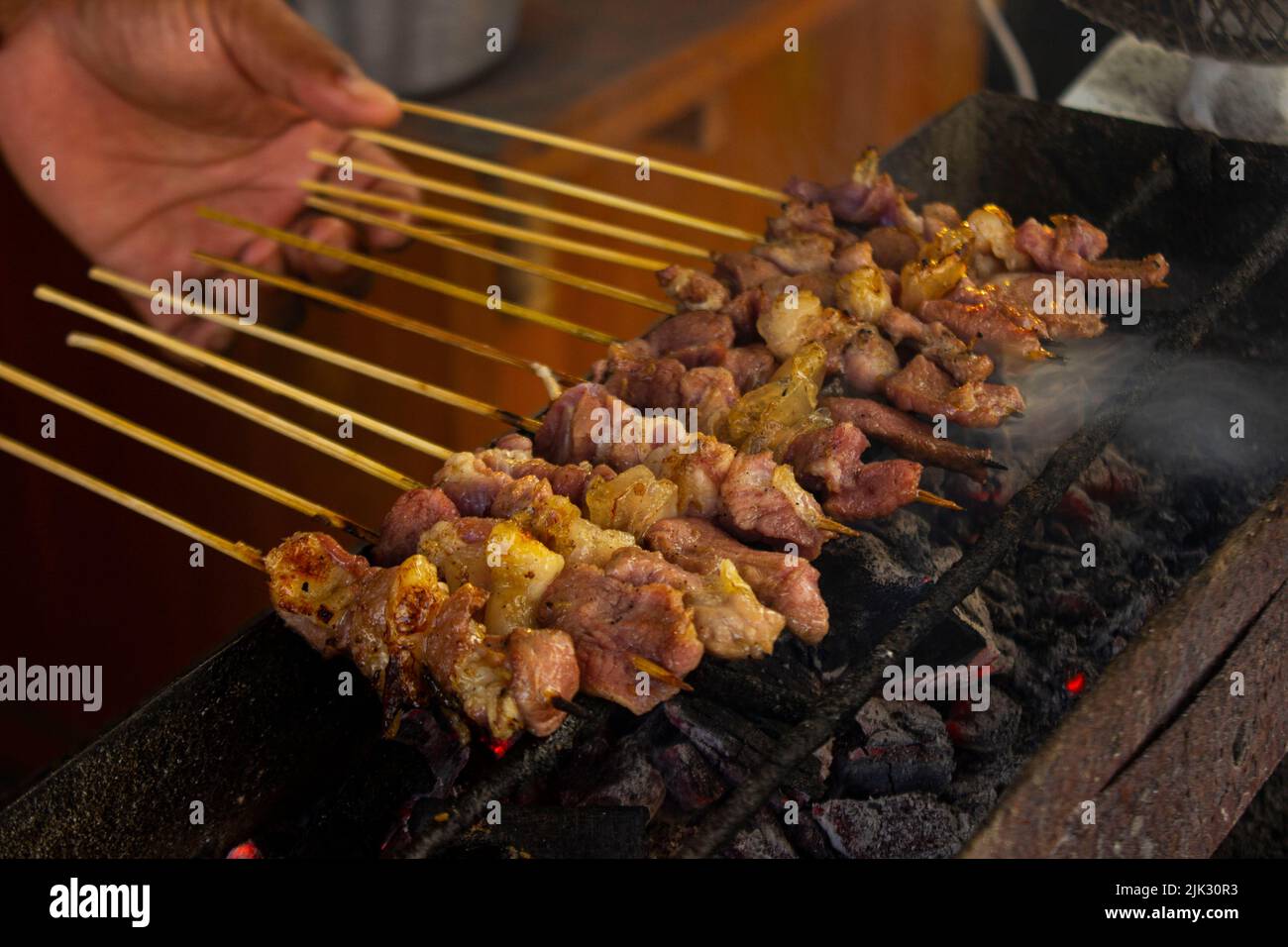 sate kambing or satay goat, lamb, Lamb or meat goat satay with charcoal ...