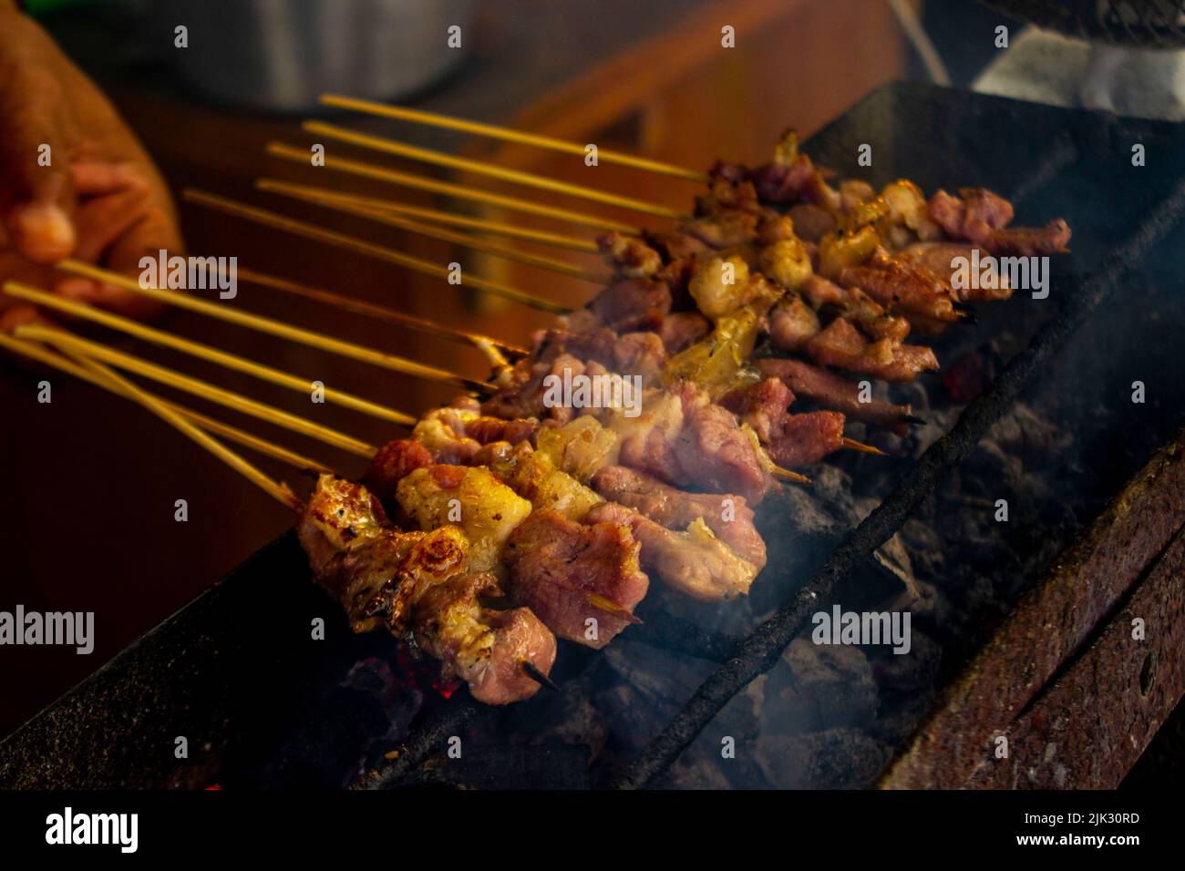 sate kambing or satay goat, lamb, Lamb or meat goat satay with charcoal ...