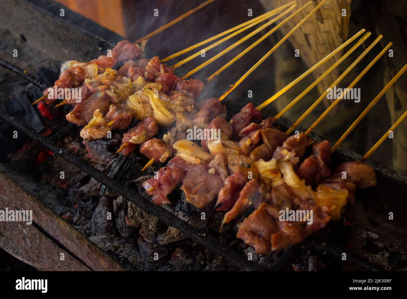 sate kambing or satay goat, lamb, Lamb or meat goat satay with charcoal ...