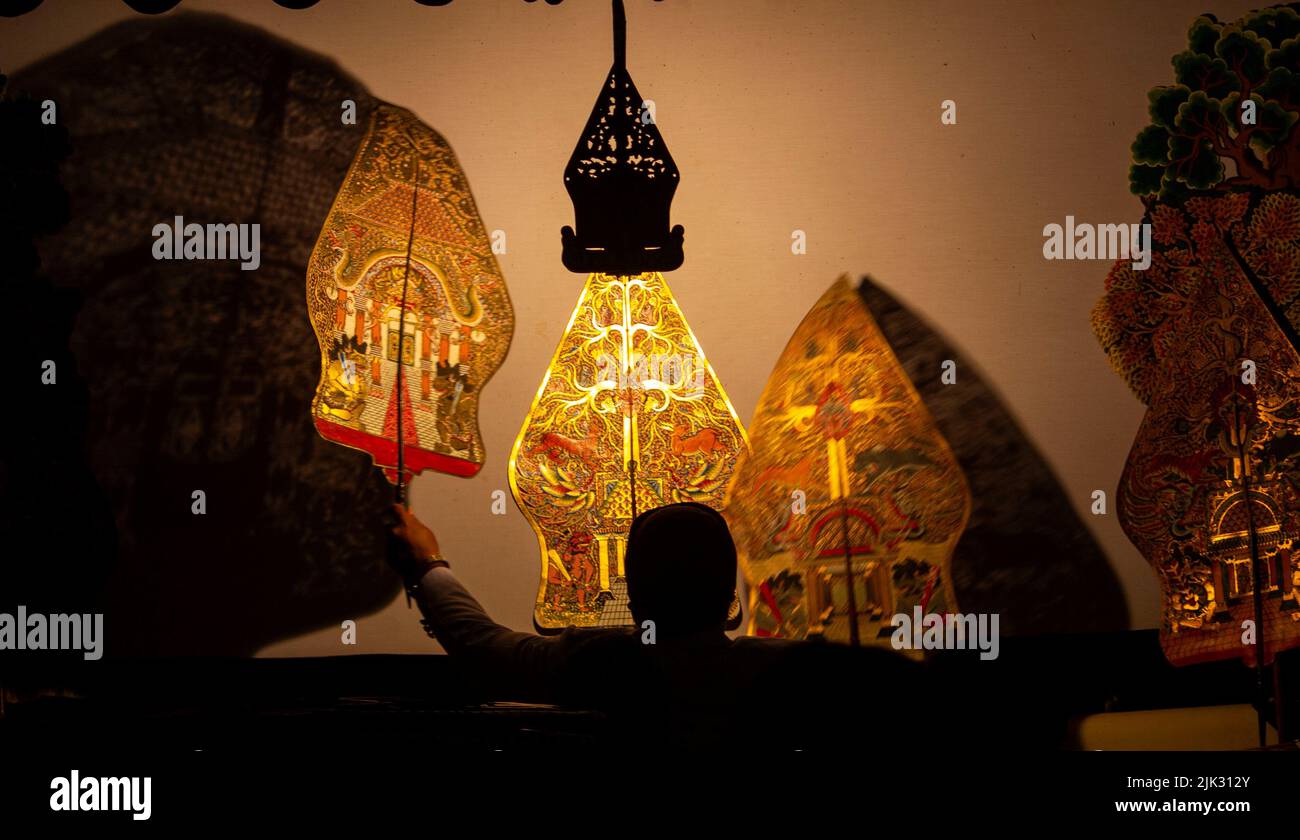 wayang kulit or shadow puppets from Java, Indonesia puppet show by ...