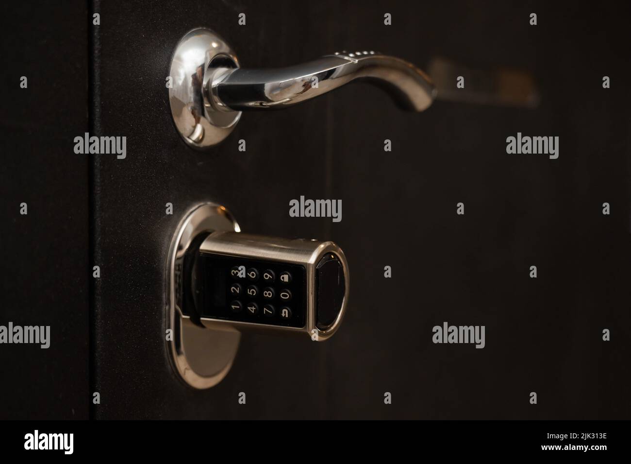 Door to the apartment with a combination lock. Keyless entry Stock ...