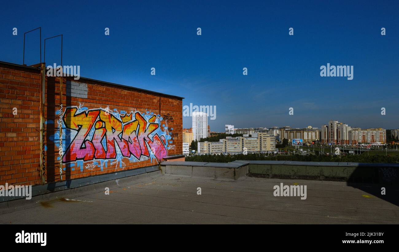 Graffiti on rooftop hi-res stock photography and images - Alamy