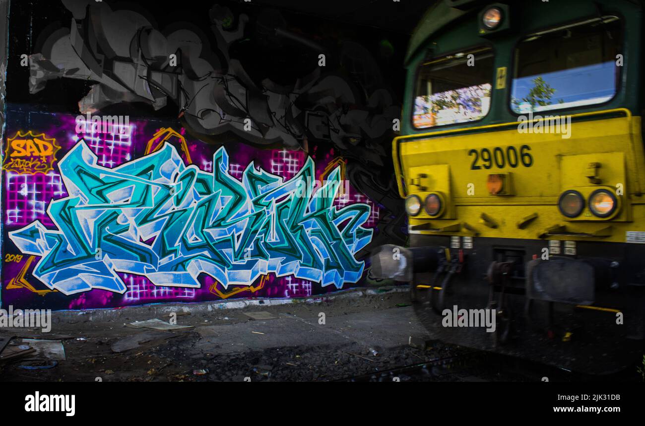 Graffiti train background hi-res stock photography and images - Alamy