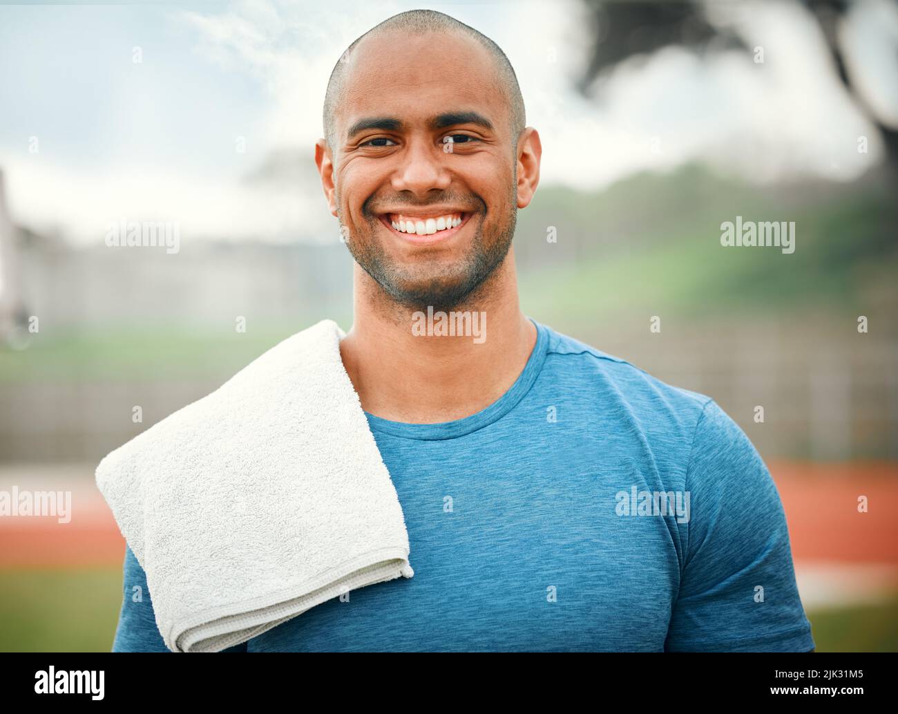 Ready to work up a sweat. Cropped portrait of a handsome young male ...