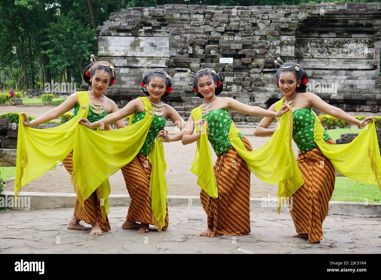 Indonesian traditional dancers with traditional clothes which are ...
