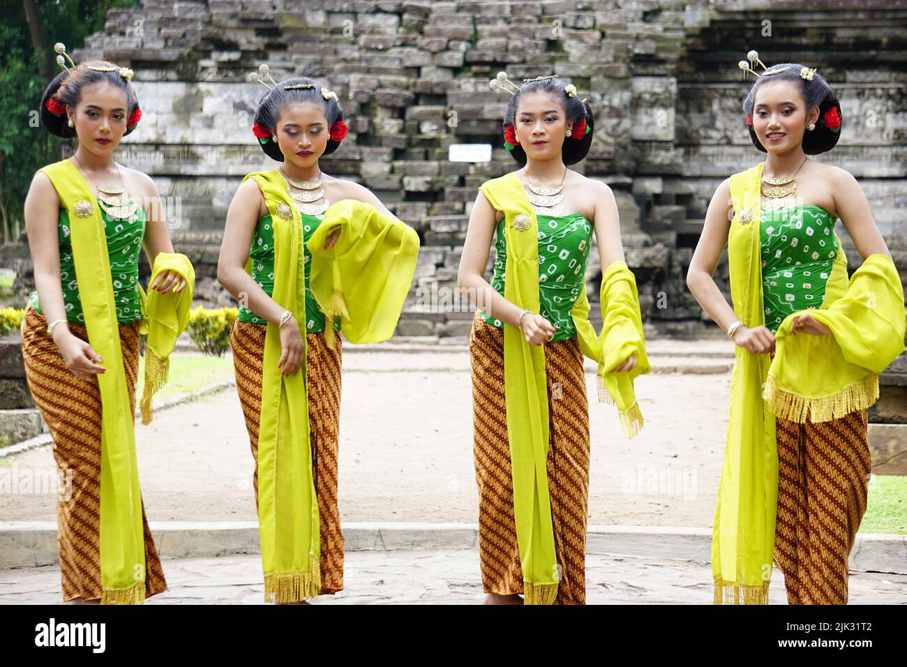 Indonesian traditional dancers with traditional clothes which are ...