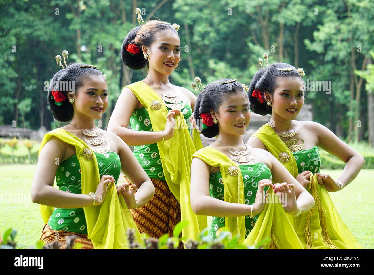 Indonesian traditional dancers with traditional clothes which are ...