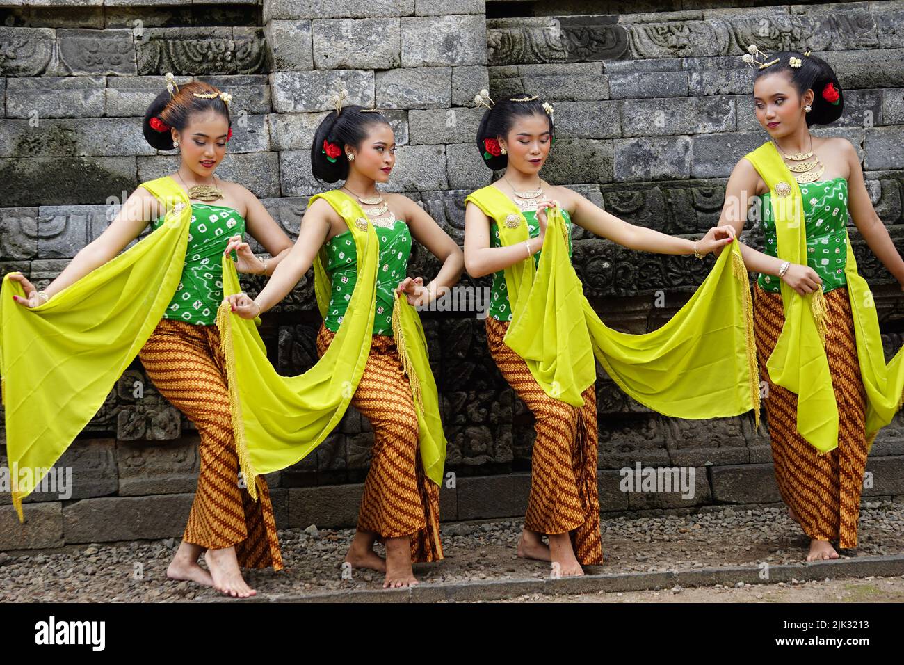 Indonesian traditional dancers with traditional clothes which are ...