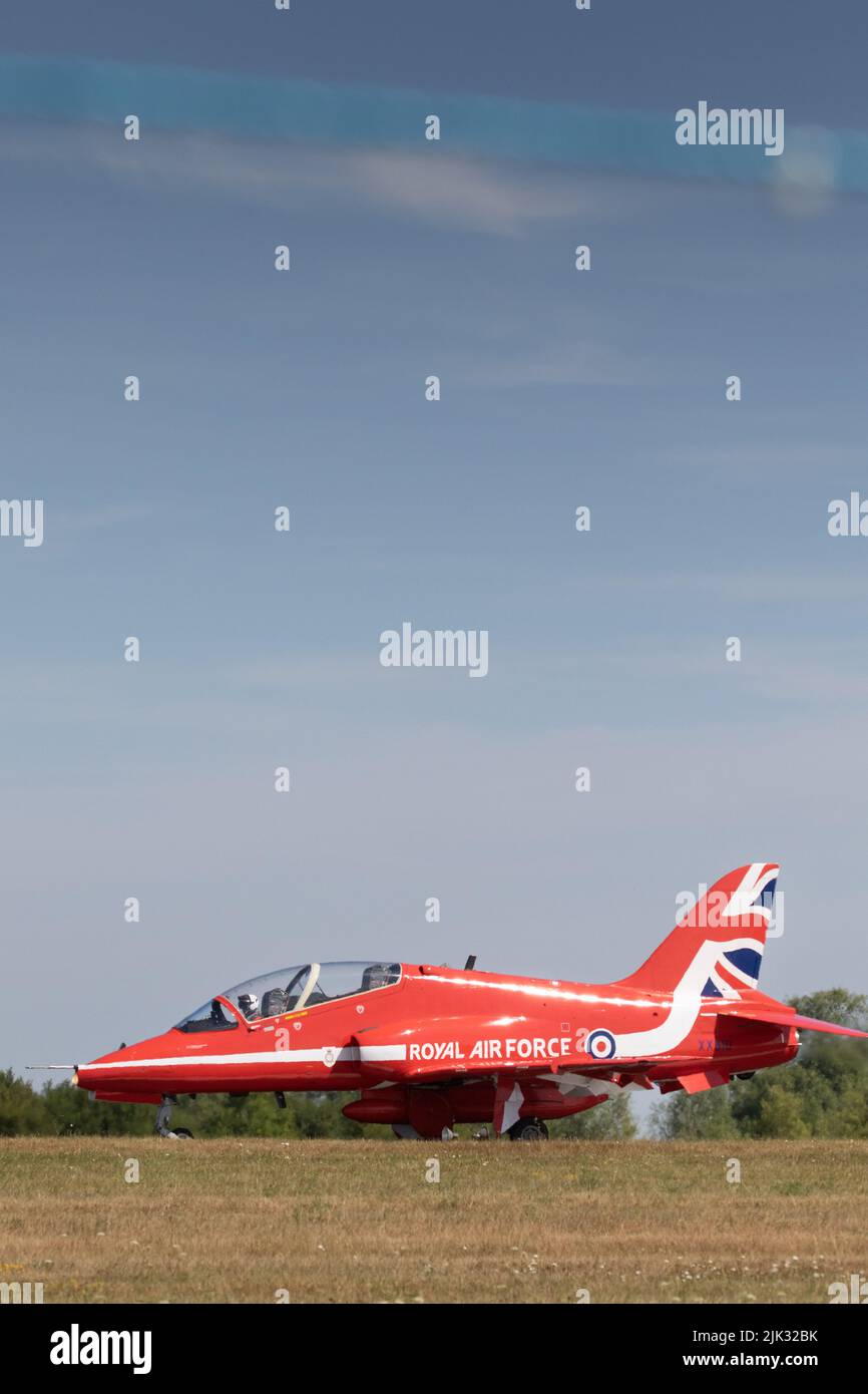 A Red Arrow landing at RAF Fairford for RIAT 2022 Stock Photo - Alamy