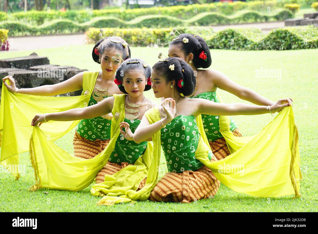 Indonesian traditional dancers with traditional clothes which are ...