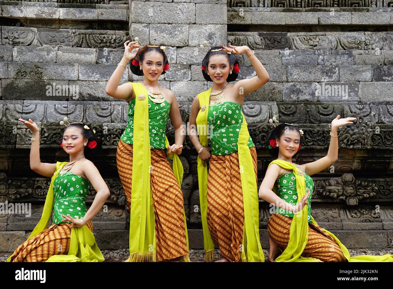 Indonesian traditional dancers with traditional clothes which are ...