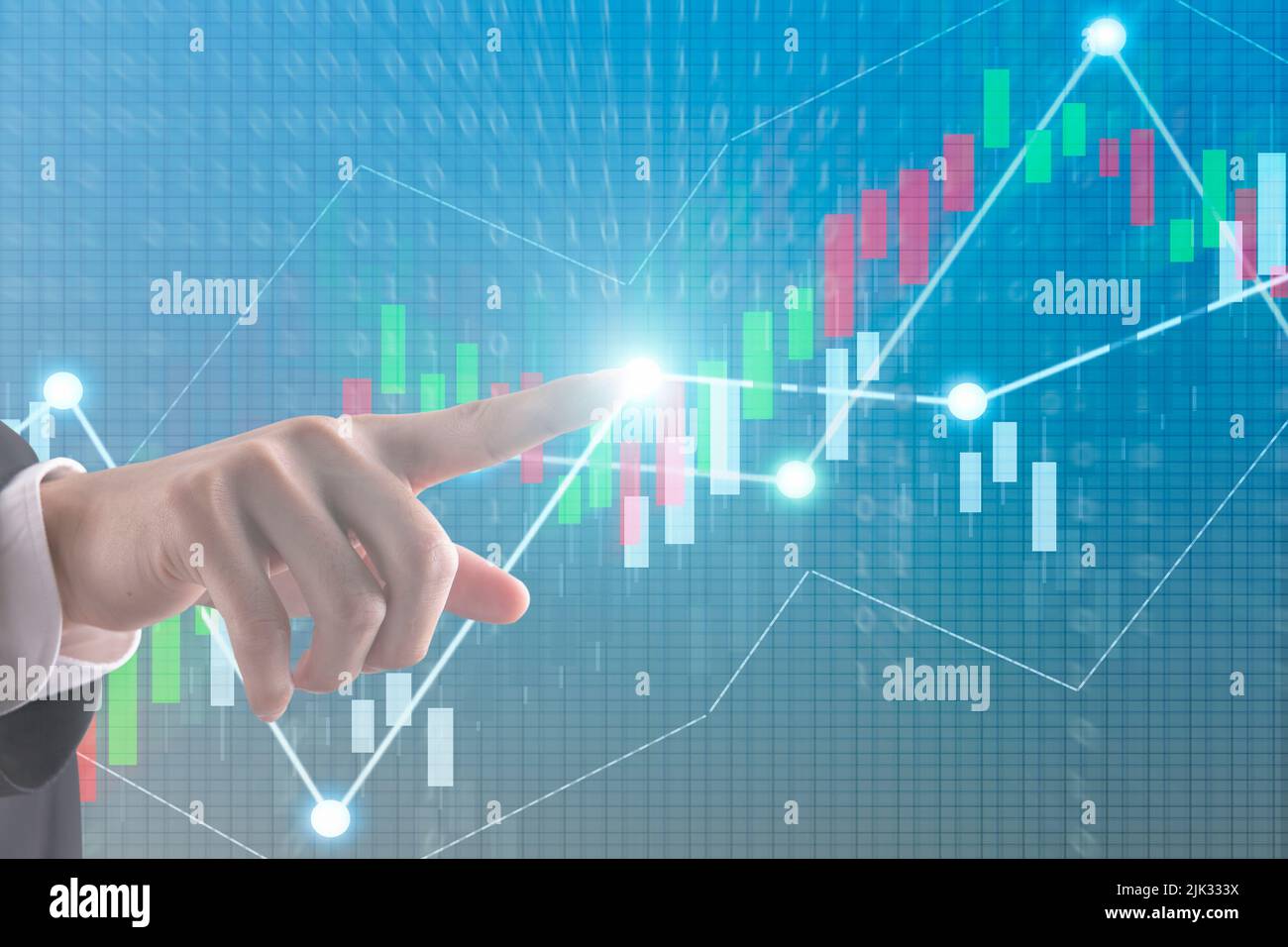 A Man hand and Display stock market investment trading , Business ...