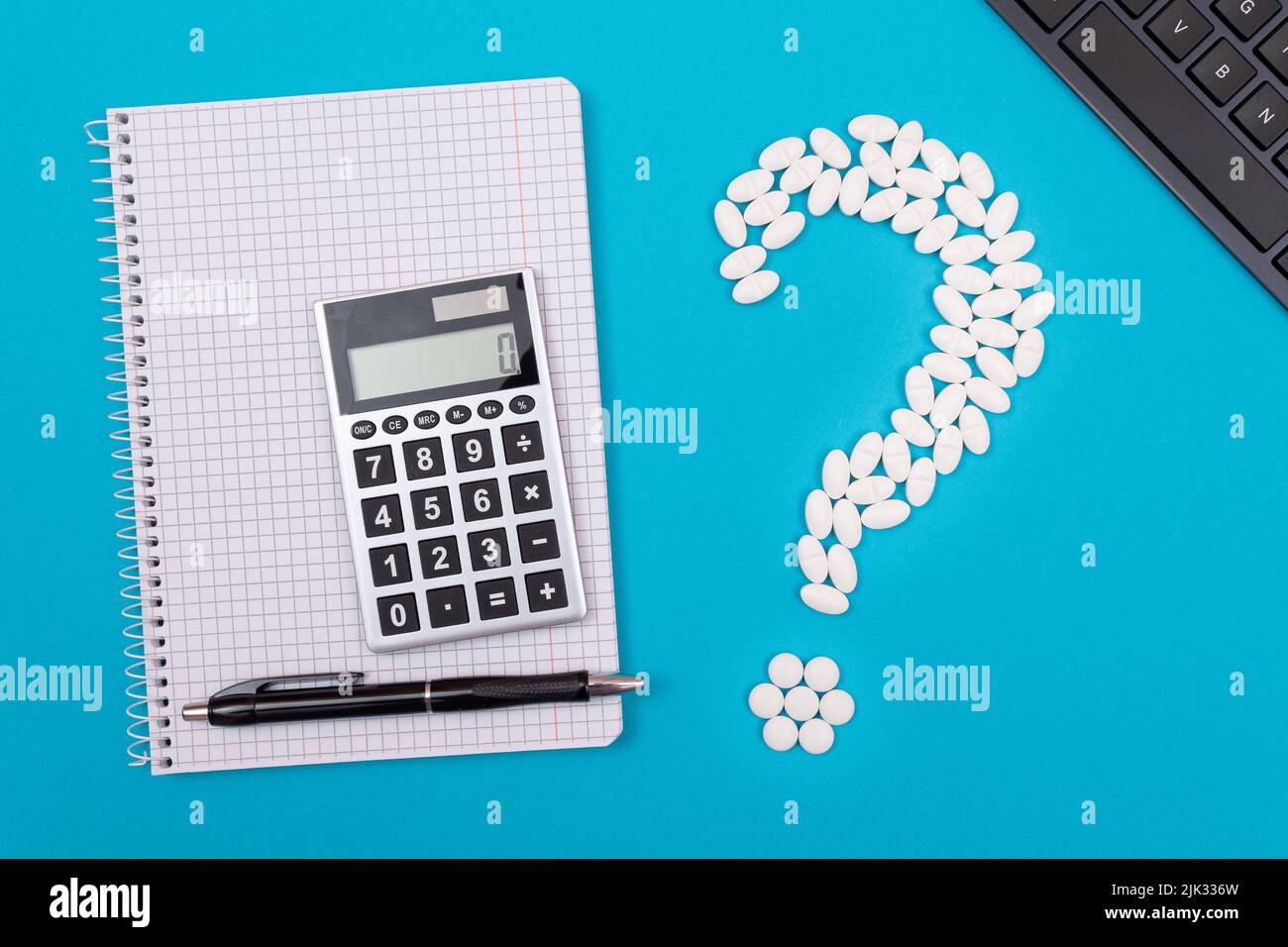 Treatment Costs and Budget. Question Mark Made from White Pills and ...