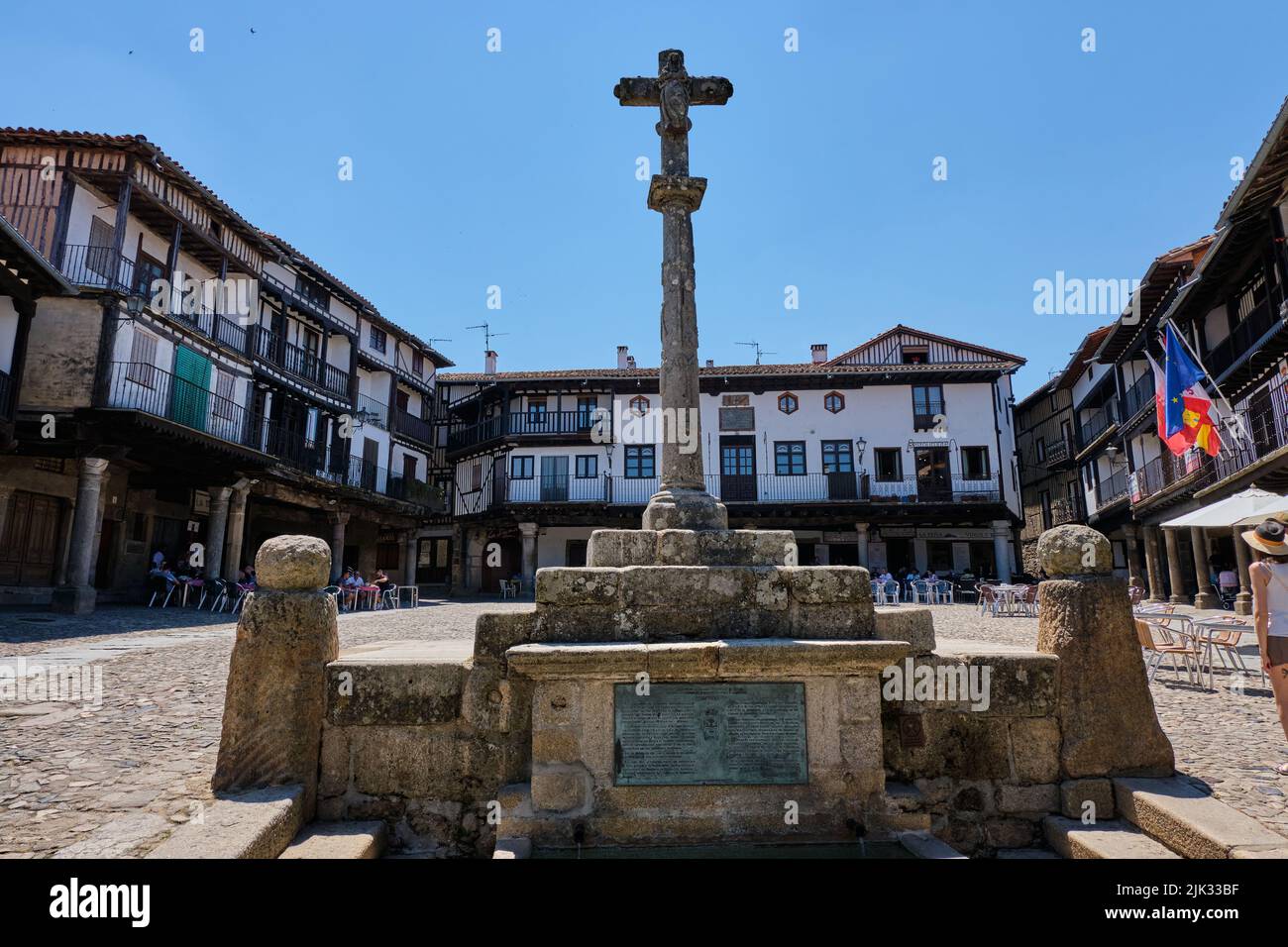 Narrow cobbled streets of, La Alberca, a small town in Spain. It was ...