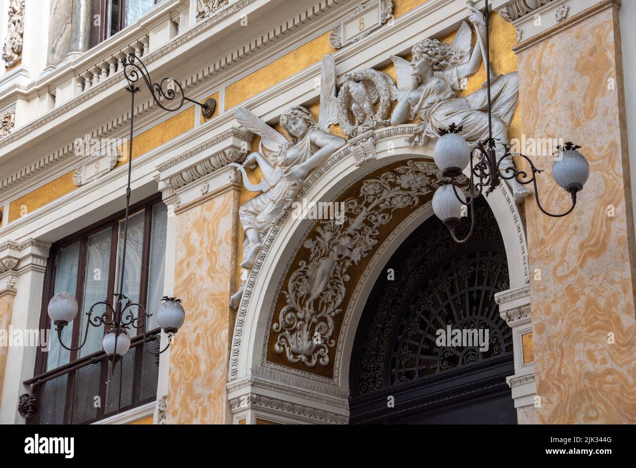 Gallery Umberto I in Naples, built in the Art Nouveau design, Southern ...