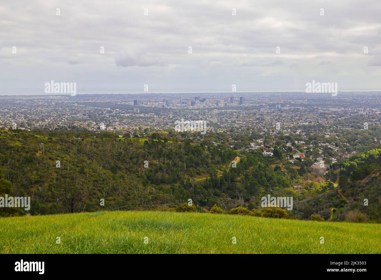 Amazing view of the city of Adelaide from Long Ridge Lookout Point in ...