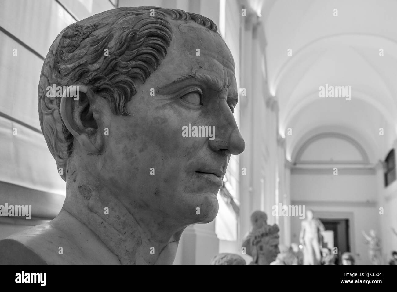 NAPLES, ITALY - MAY 06, 2022 - Ancient Roman statue of Empreror Gaius ...