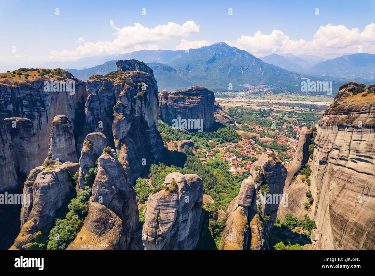 pretty town Kalambaka near to Meteora complex, Greece. High quality ...