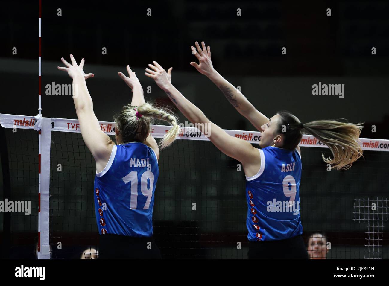 ISTANBUL, TURKEY - FEBRUARY 11, 2022: Madison Rishel and Asli Kalac in ...
