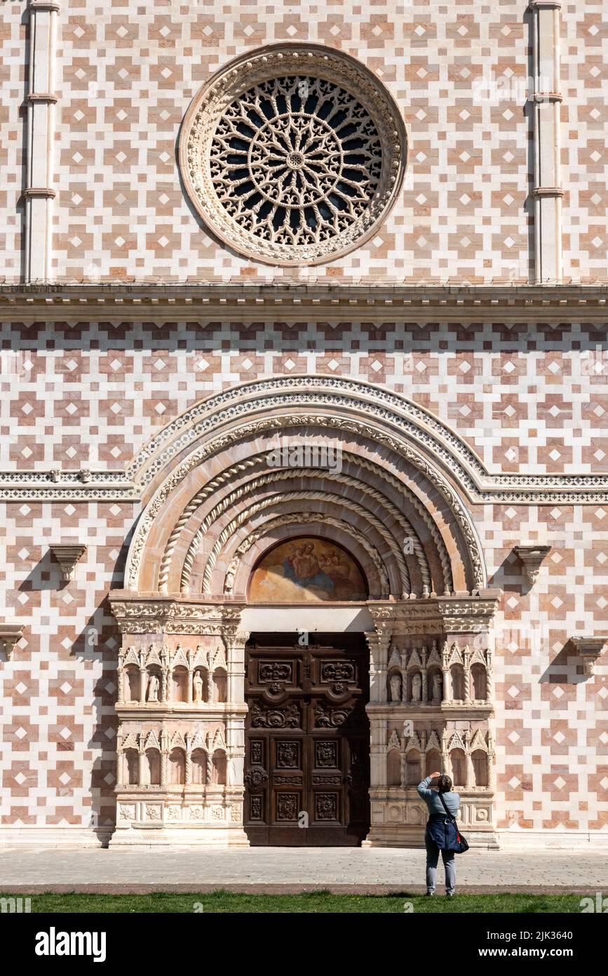 Typical Romanesque rose window of the portal of Basilica Santa Maria di ...